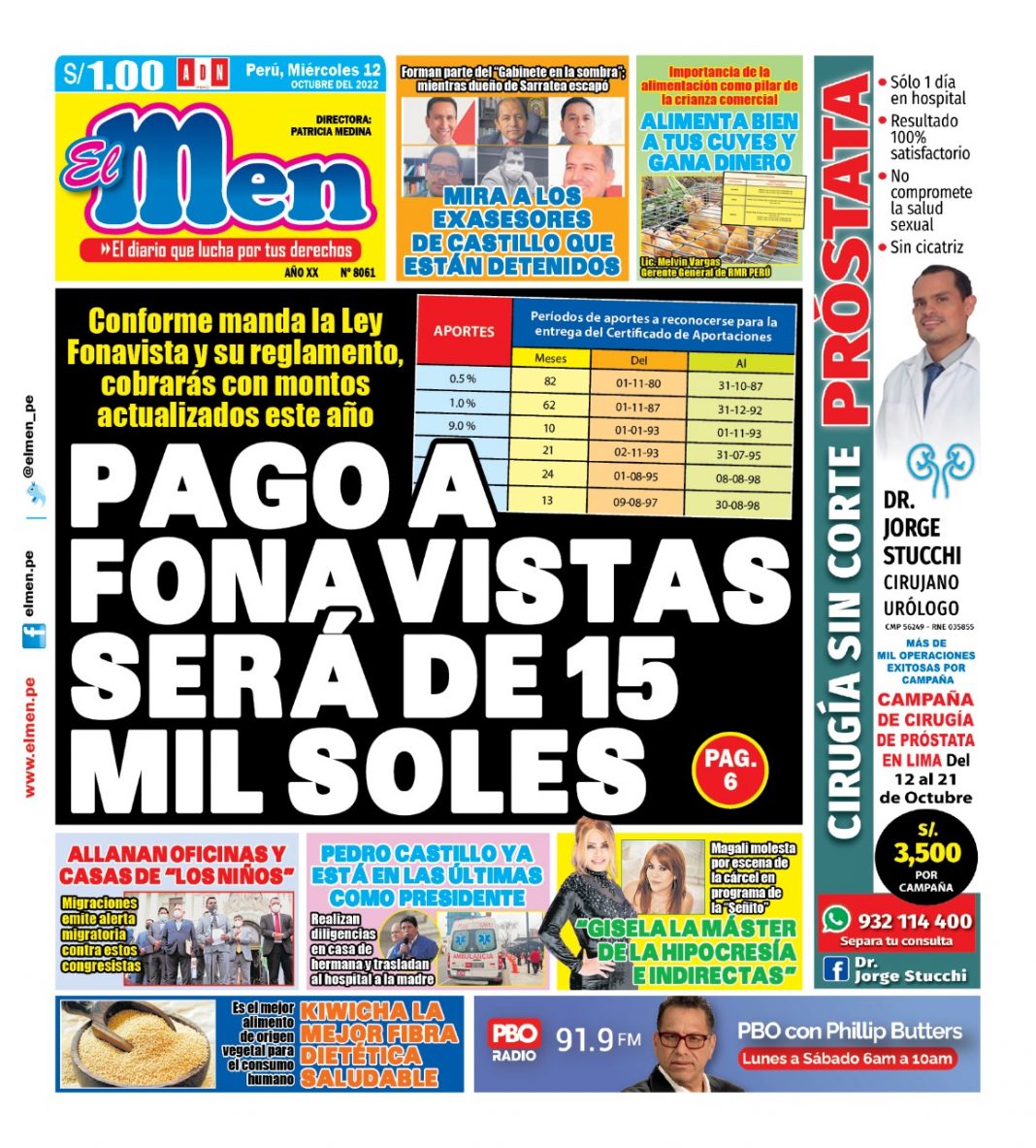 Portada impresa – Diario El Men (12/10/2022) - El Men