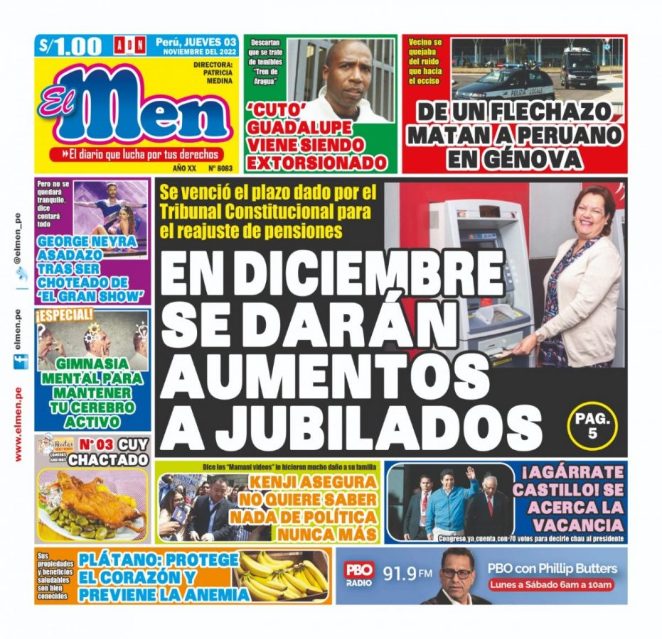Portada impresa – Diario El Men (03/11/2022) - El Men