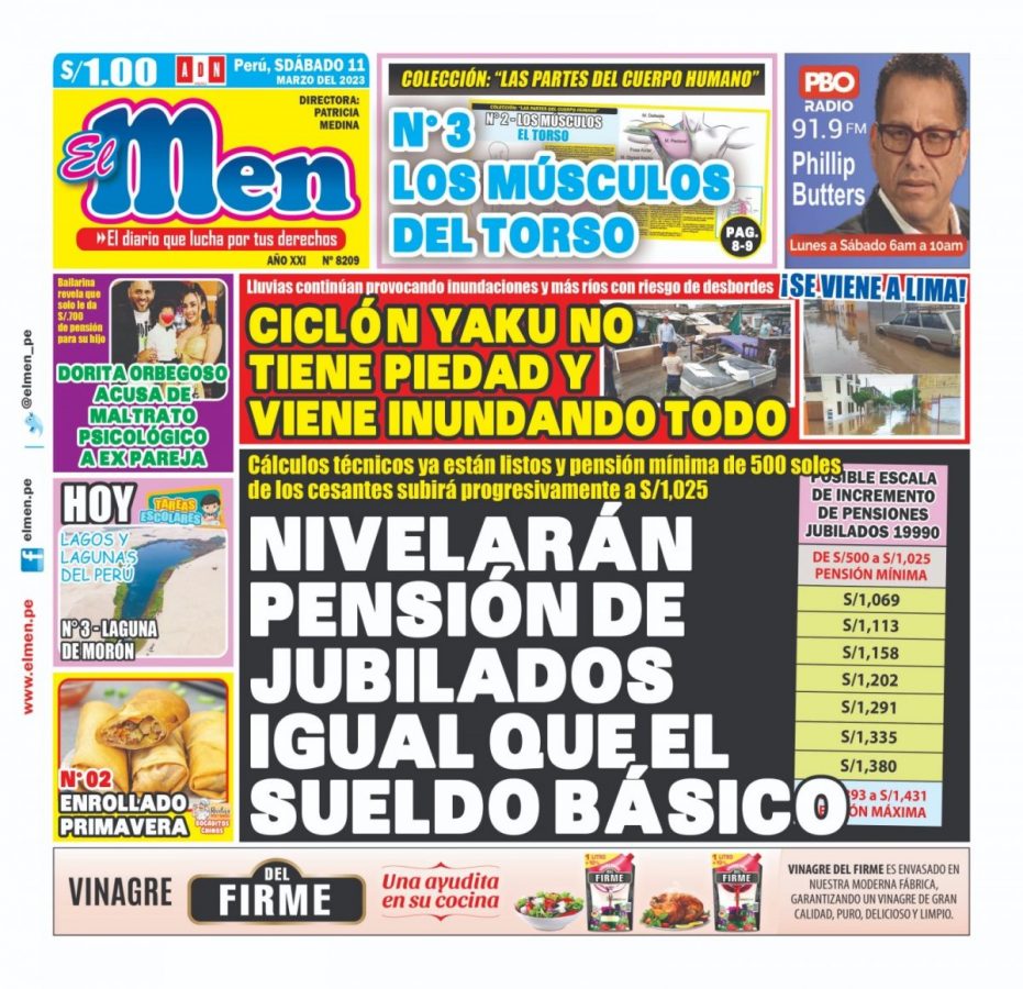 Portada impresa – Diario El Men (11/03/2023) - El Men
