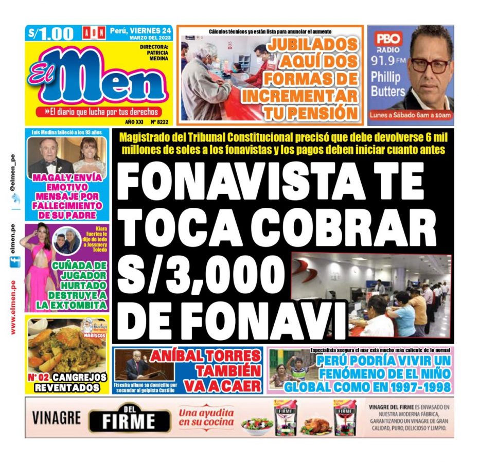 Portada impresa – Diario El Men (24/03/2023) - El Men