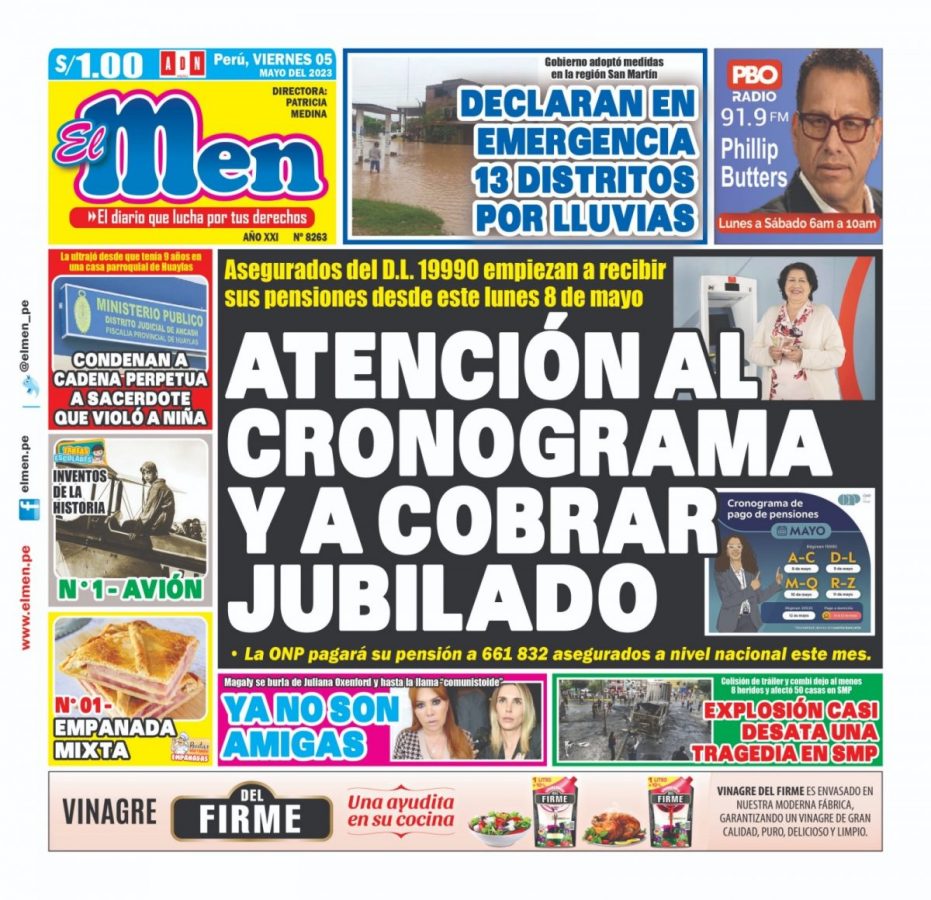 Portada impresa – Diario El Men (05/05/2023)