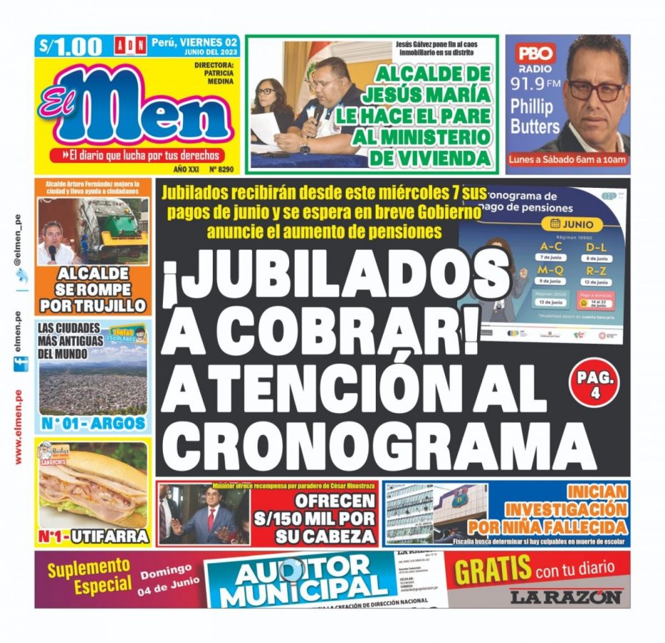 Portada impresa – Diario El Men (02/06/2023) - El Men