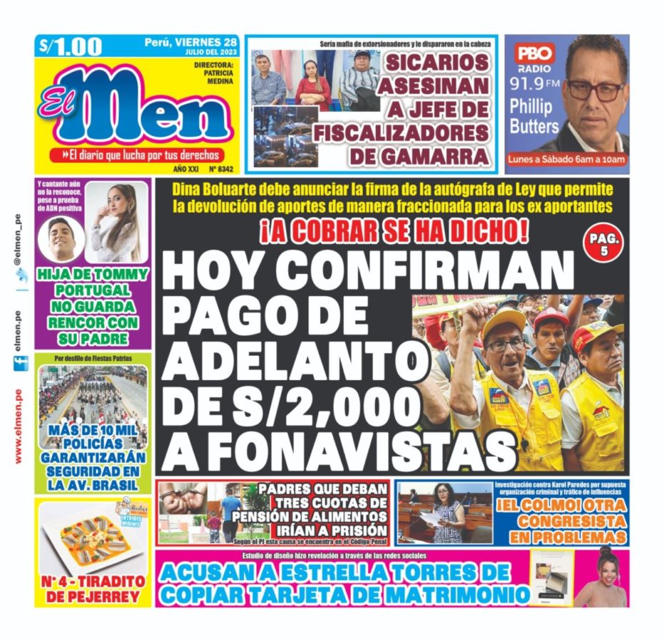Portada impresa – Diario El Men (28/07/2023) - El Men