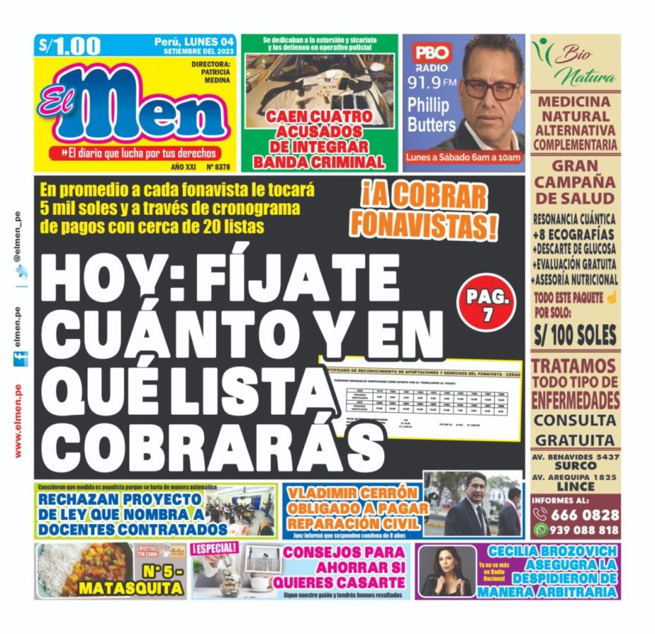 Portada – El Men (04/09/2023) - El Men