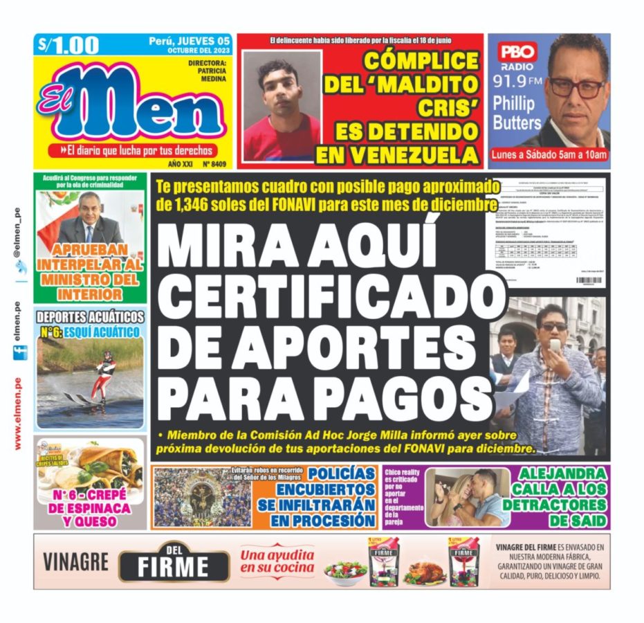 Portada – El Men (05/10/2023)