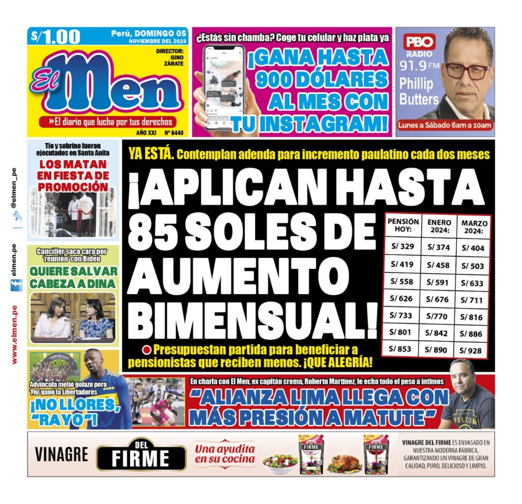 Portada Diario El Men (05/11/2023) - El Men
