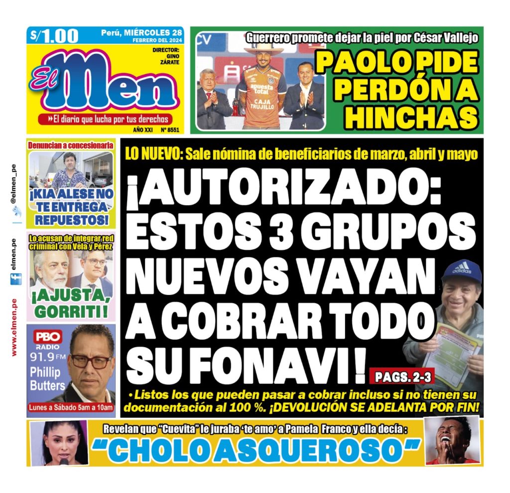 Portada Diario El Men (28/02/2024) - El Men