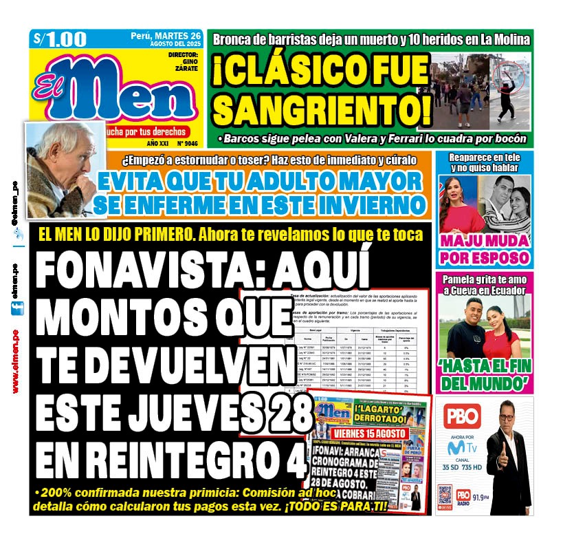 Portada Diario El Men (26/08/2025) - El Men