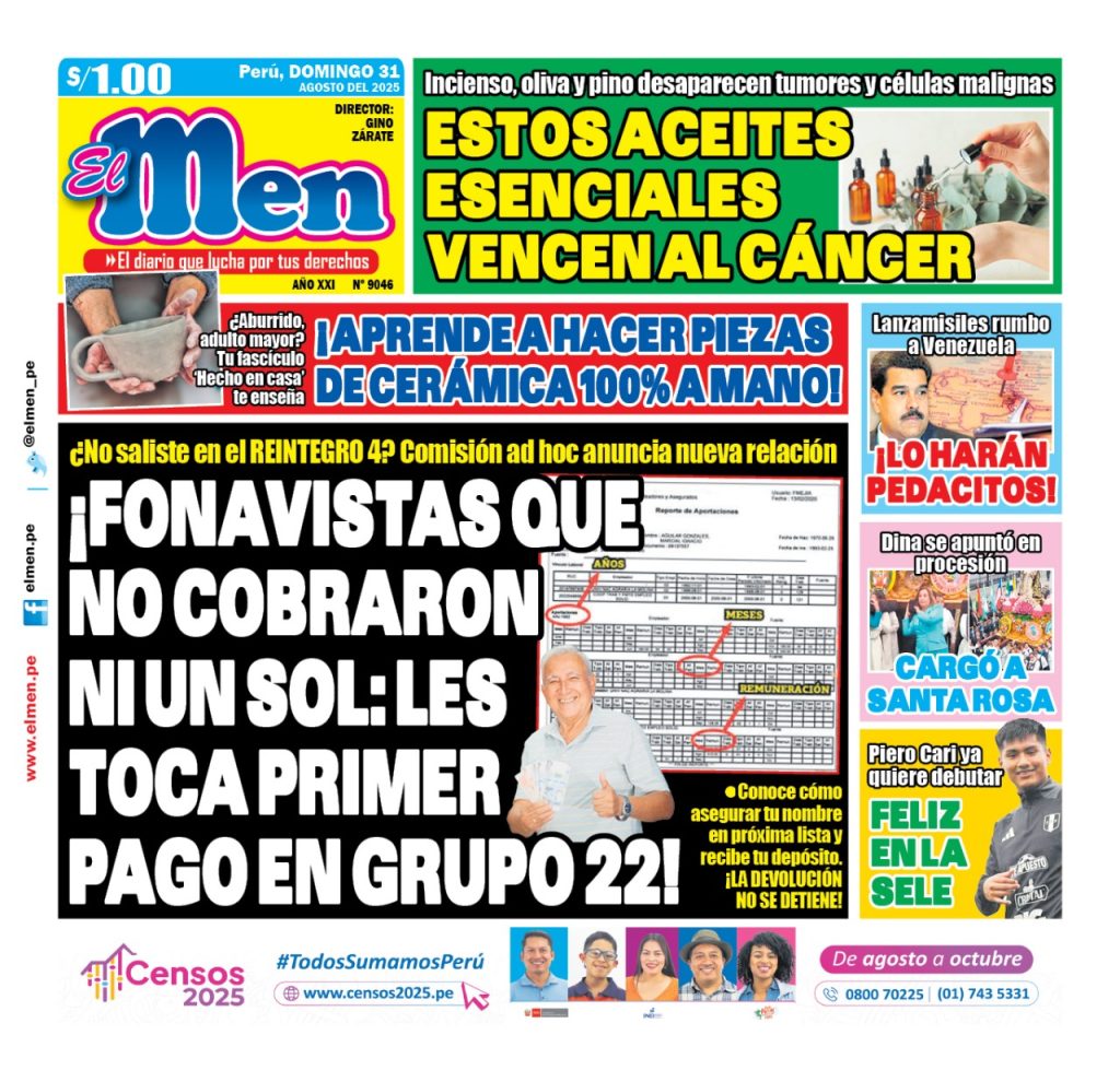 Portada Diario El Men (31/08/2025) - El Men