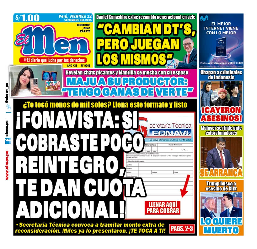Portada Diario El Men (12/09/2025)